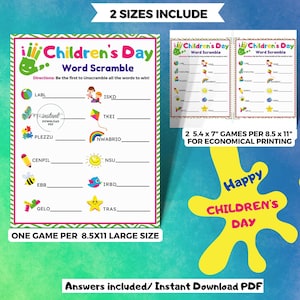 Children's Day Word Scramble, Games for Kids Printable, Word Scramble ...