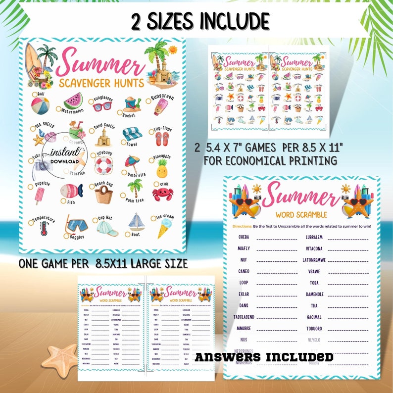 Summer Fun Games, 10 Pack Games, Printable Summer Games, Road Trip ...