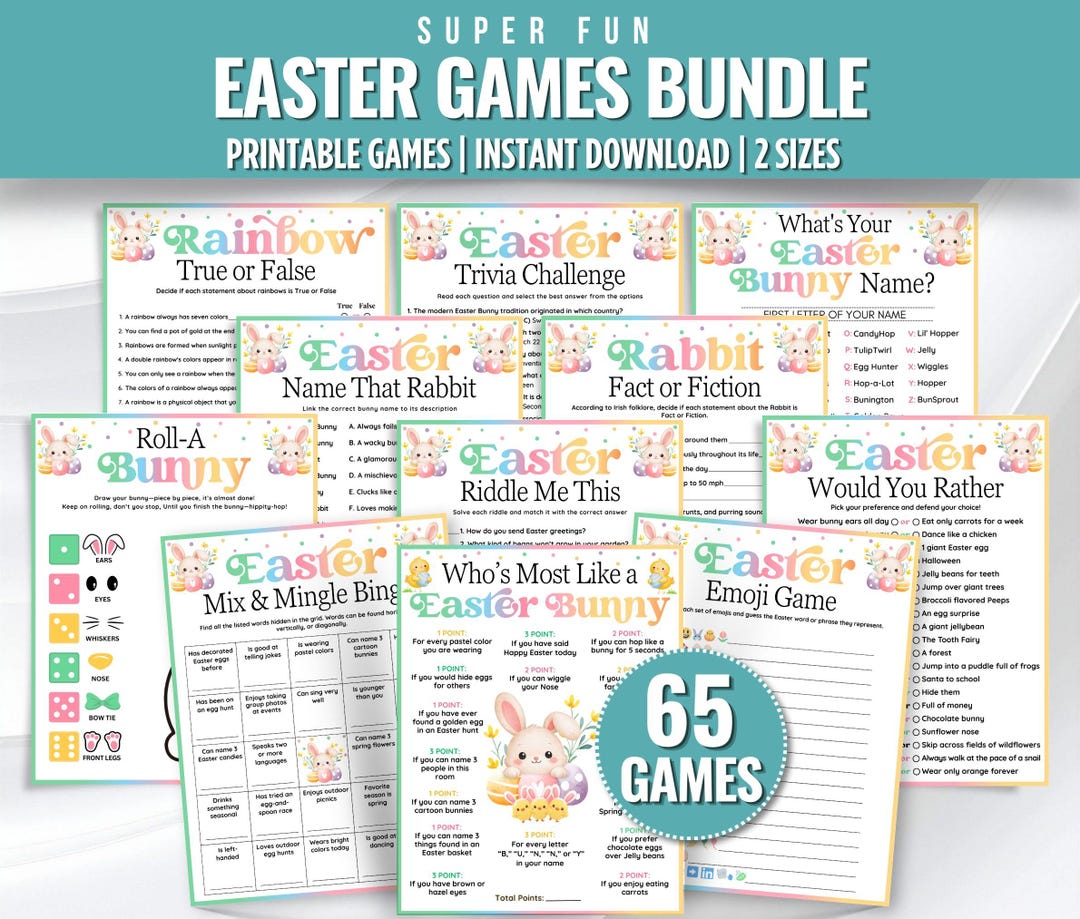 Easter Games MEGA Bundle: 65 Super Fun Printable Party Activities and ...