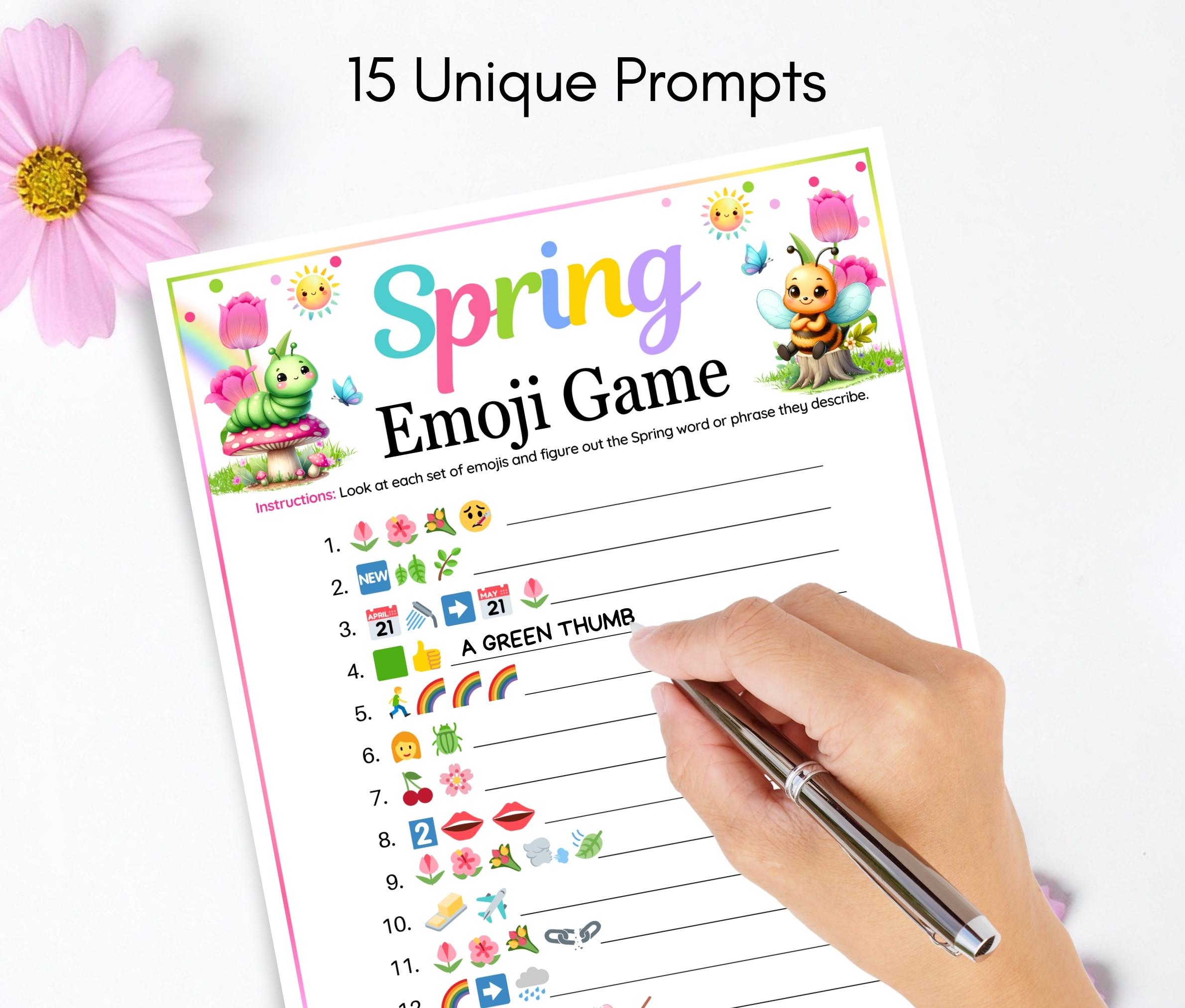 Spring Emoji Game: Printable Party Activity, Icebreaker Pictionary ...