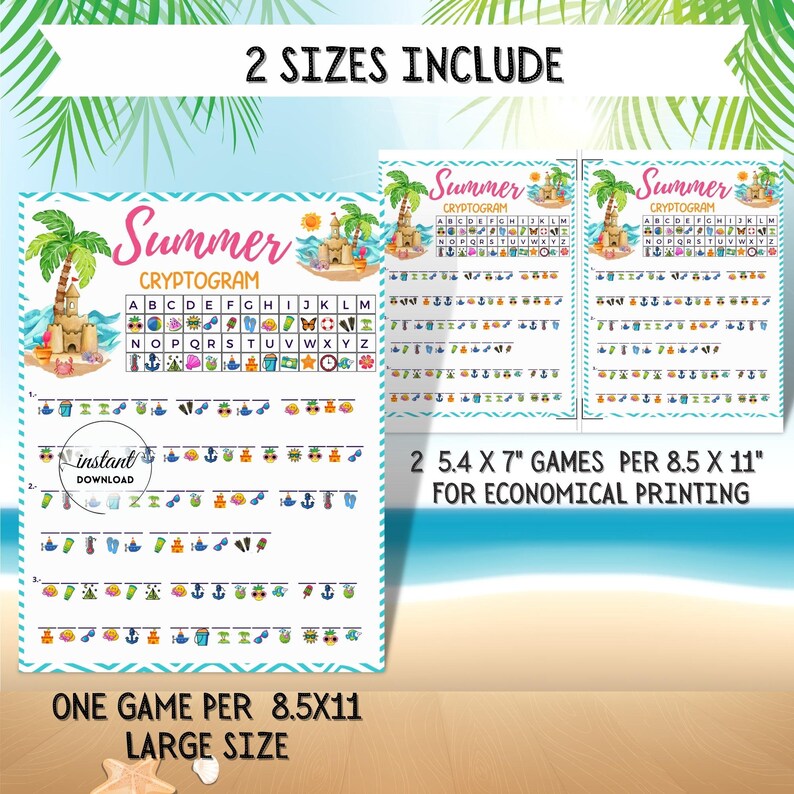 Summer Cryptogram Puzzle: Fun Family Game (PDF Printable) - Etsy