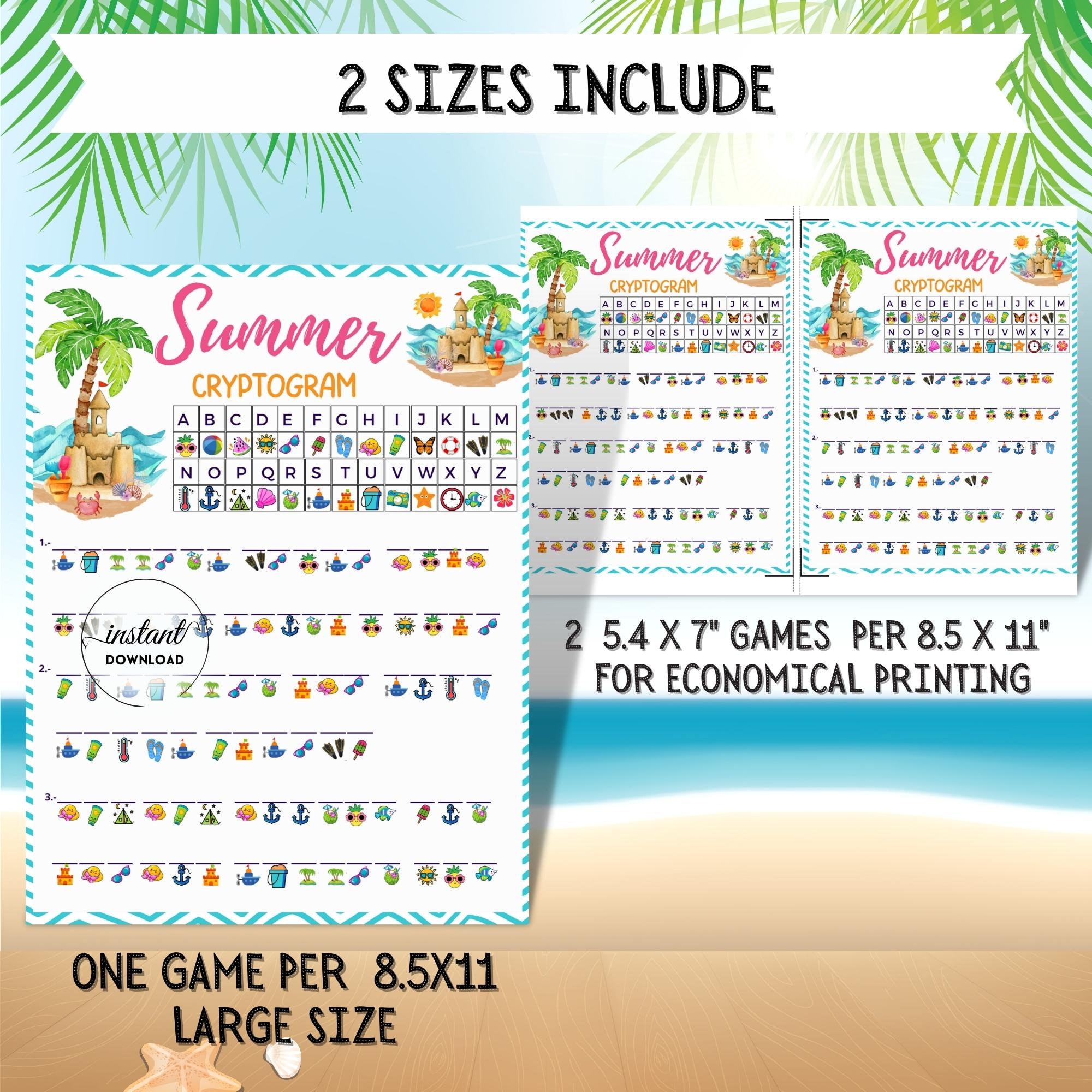 Summer Cryptogram Puzzle: Fun Family Game (PDF Printable) - Etsy