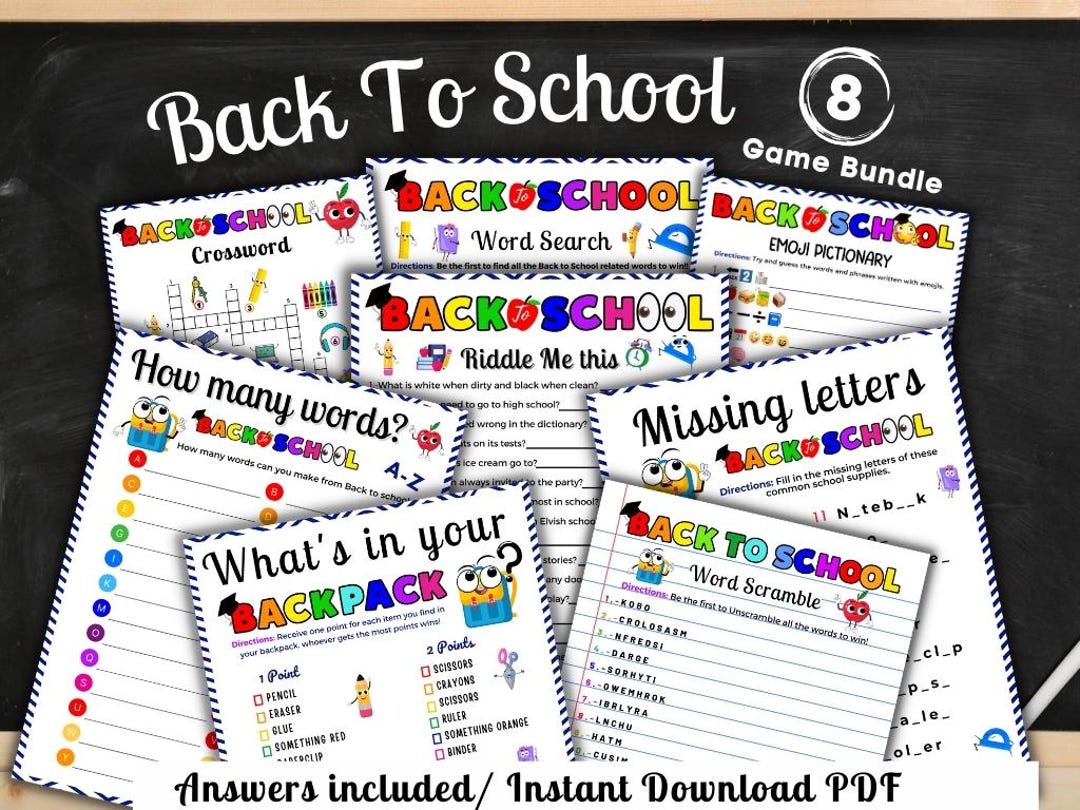 Back to School Games Bundle, Printable Classroom Activities (PDF) - Etsy