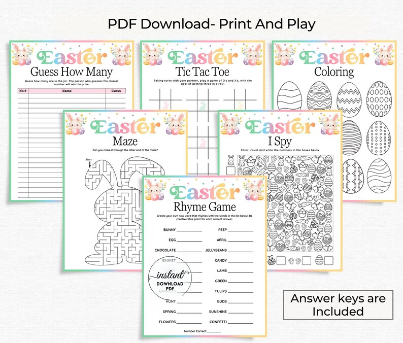 Easter Games MEGA Bundle: 65 Super Fun Printable Party Activities and ...