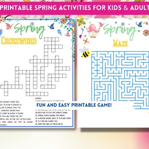8 Spring Printable Game Bundle, Learning Pack, Fun Spring Party Game ...