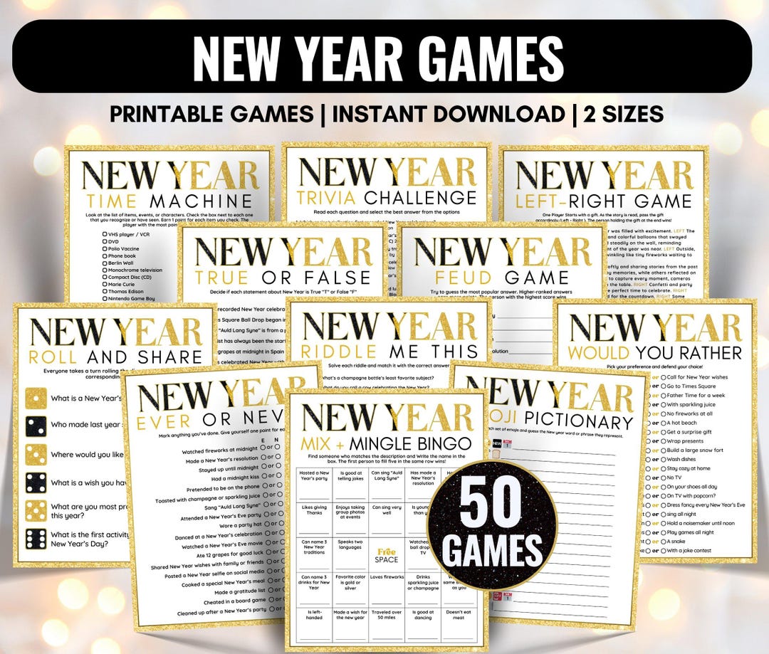 New Year’s Game Bundle: 50 Printable Party Icebreaker Activities ...
