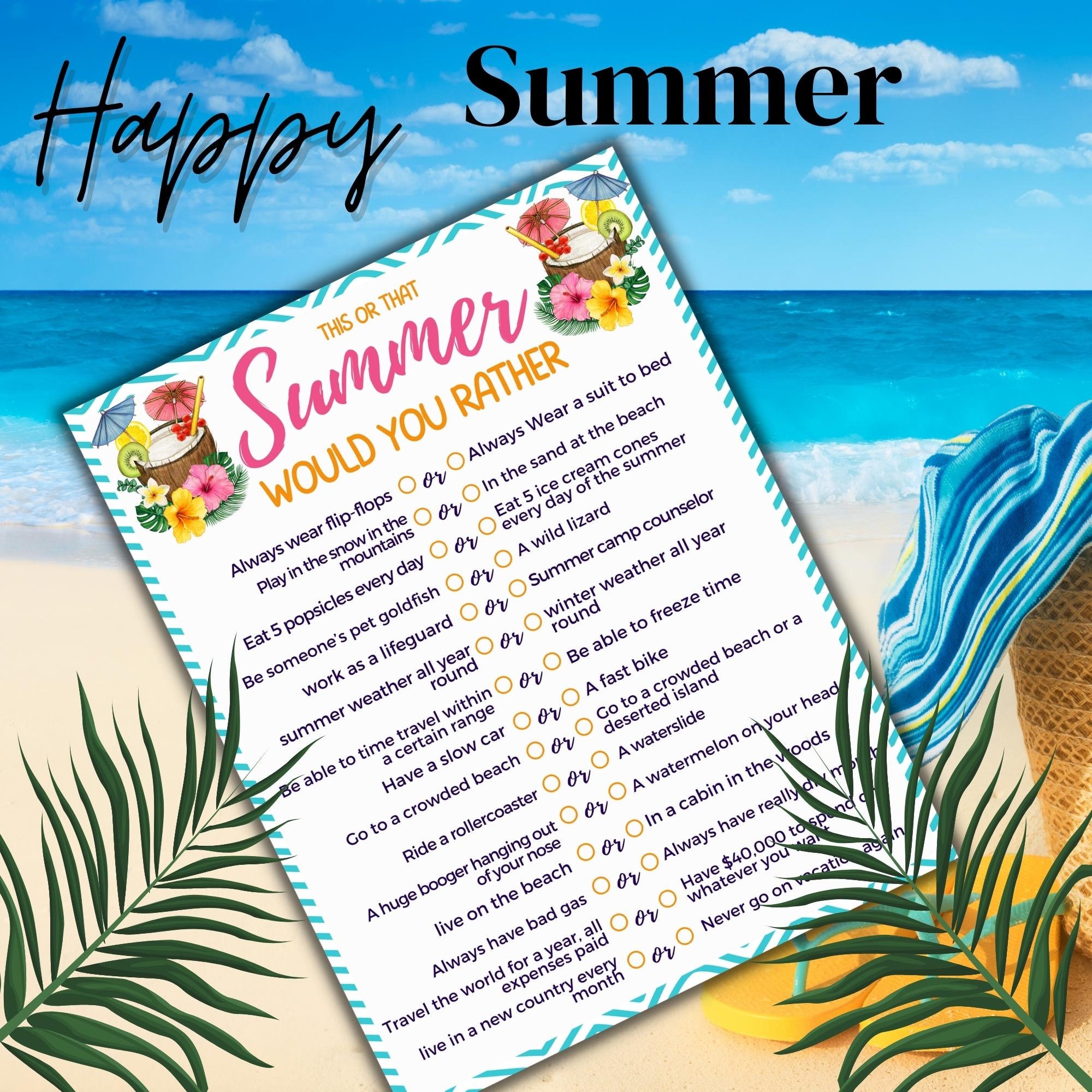 Summer This or That Game: Printable Party Fun (PDF) - Etsy