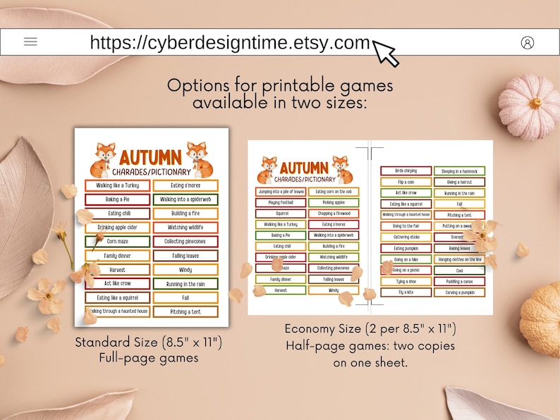 Autumn Charades & Pictionary Game: Family Fun (PDF Download) - Etsy