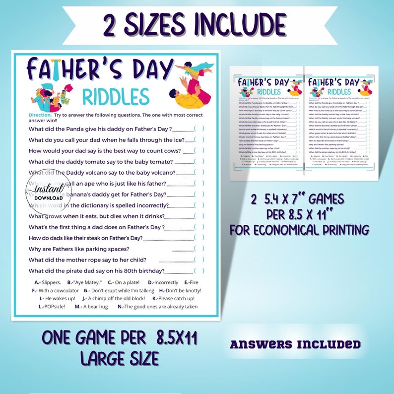 Father's Day Riddles, Father's Day Activities, Riddles and Jokes Game ...