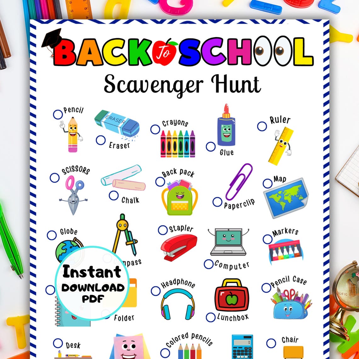 Back to School Scavenger Hunt, Printable Back to School Game, Classroom ...