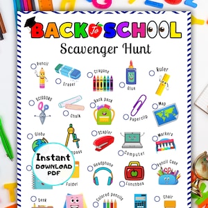 Back to School Scavenger Hunt, Printable Back to School Game, Classroom ...
