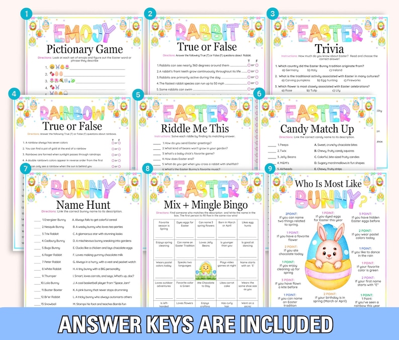 Easter Games Bundle, Easter Party Games, Easter Family Games, Office ...