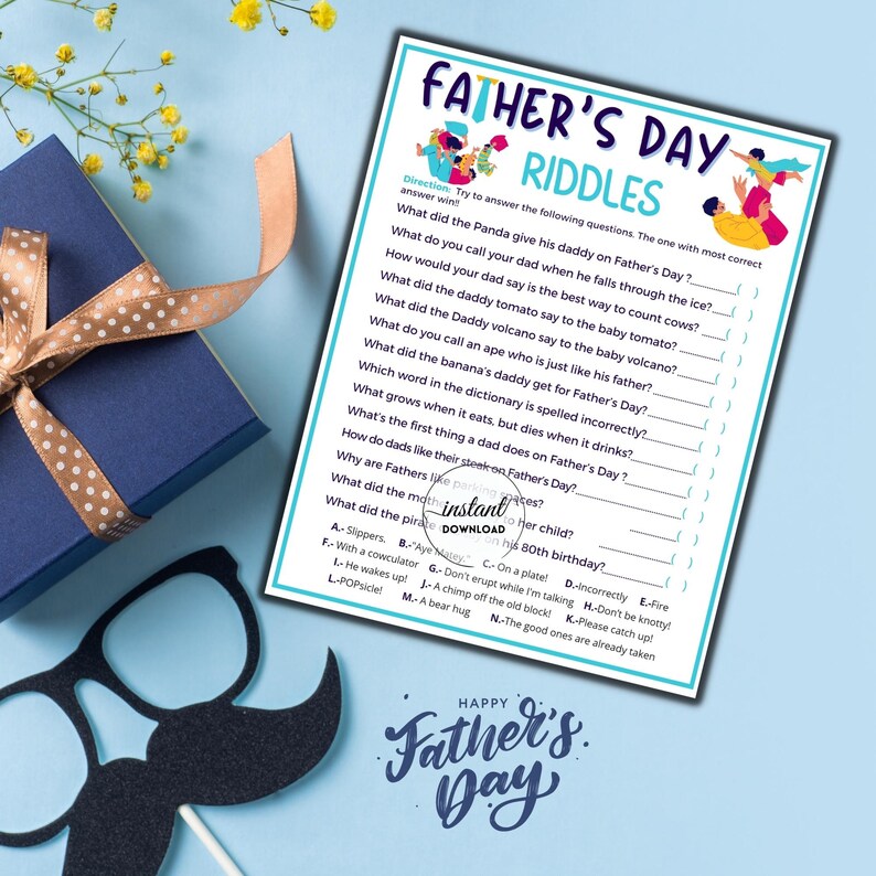 Father's Day Riddles, Father's Day Activities, Riddles and Jokes Game ...