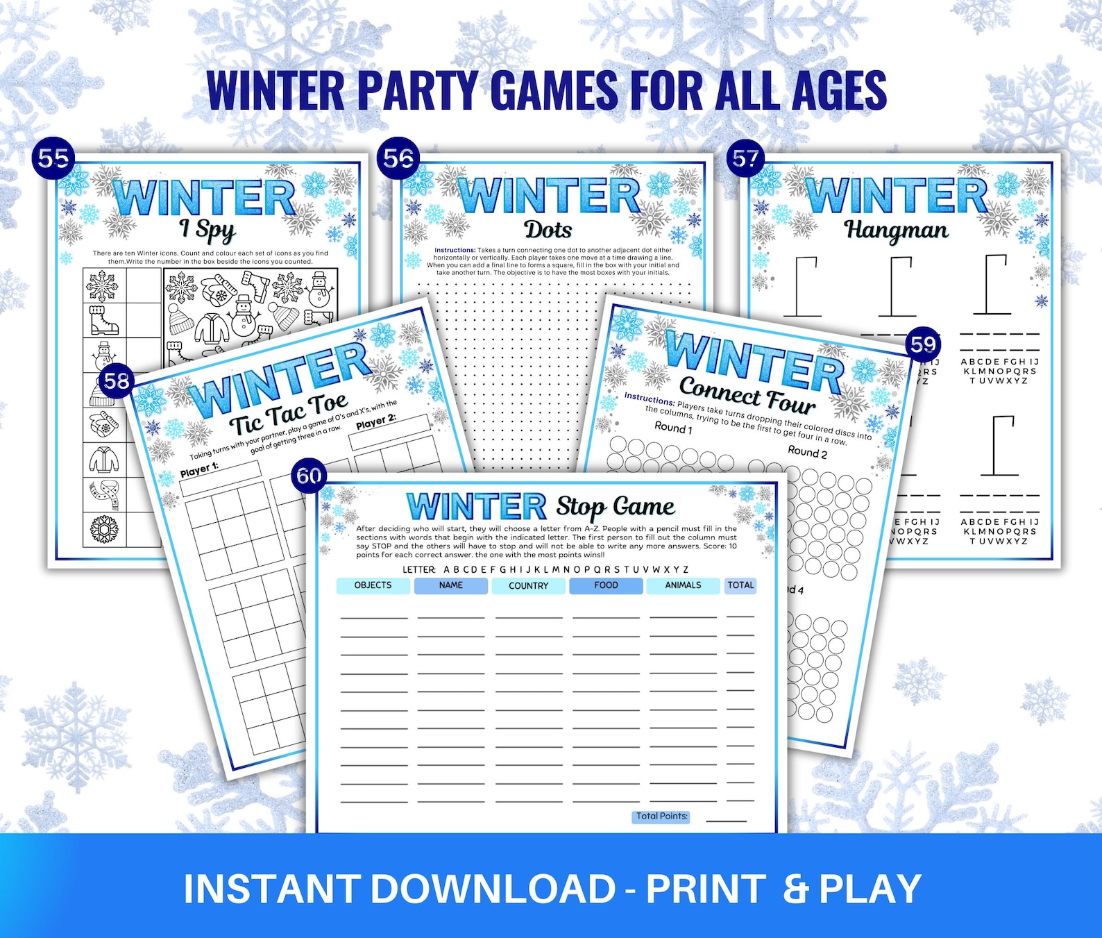 Winter Games Bundle, Winter Party Games, Winter Family Games, Winter ...