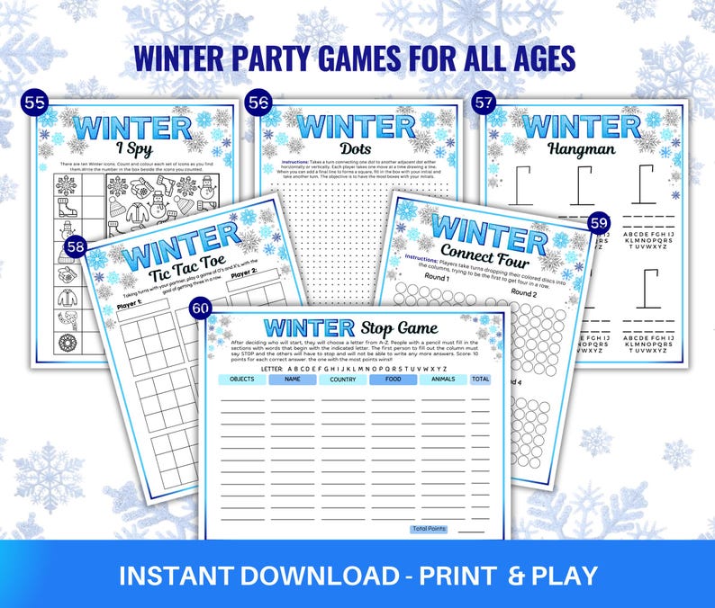 Winter Games Bundle, Winter Party Games, Winter Family Games, Winter ...