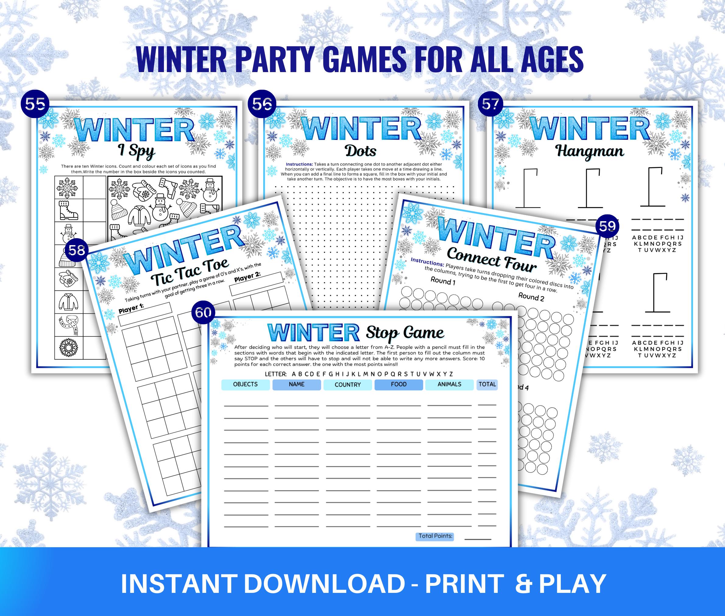 Winter Games Bundle, Winter Party Games, Winter Family Games, Winter ...