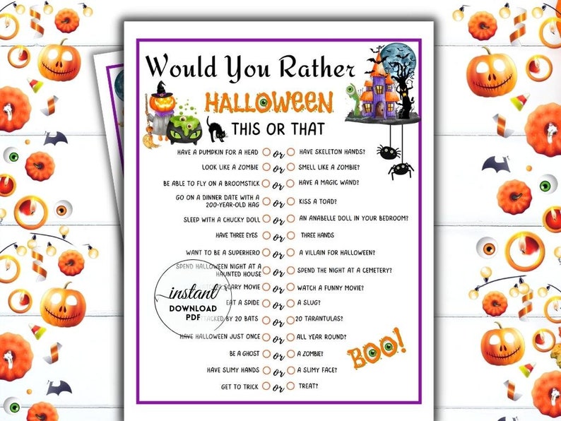 Halloween Would You Rather Game, Halloween This or That Game Printable ...