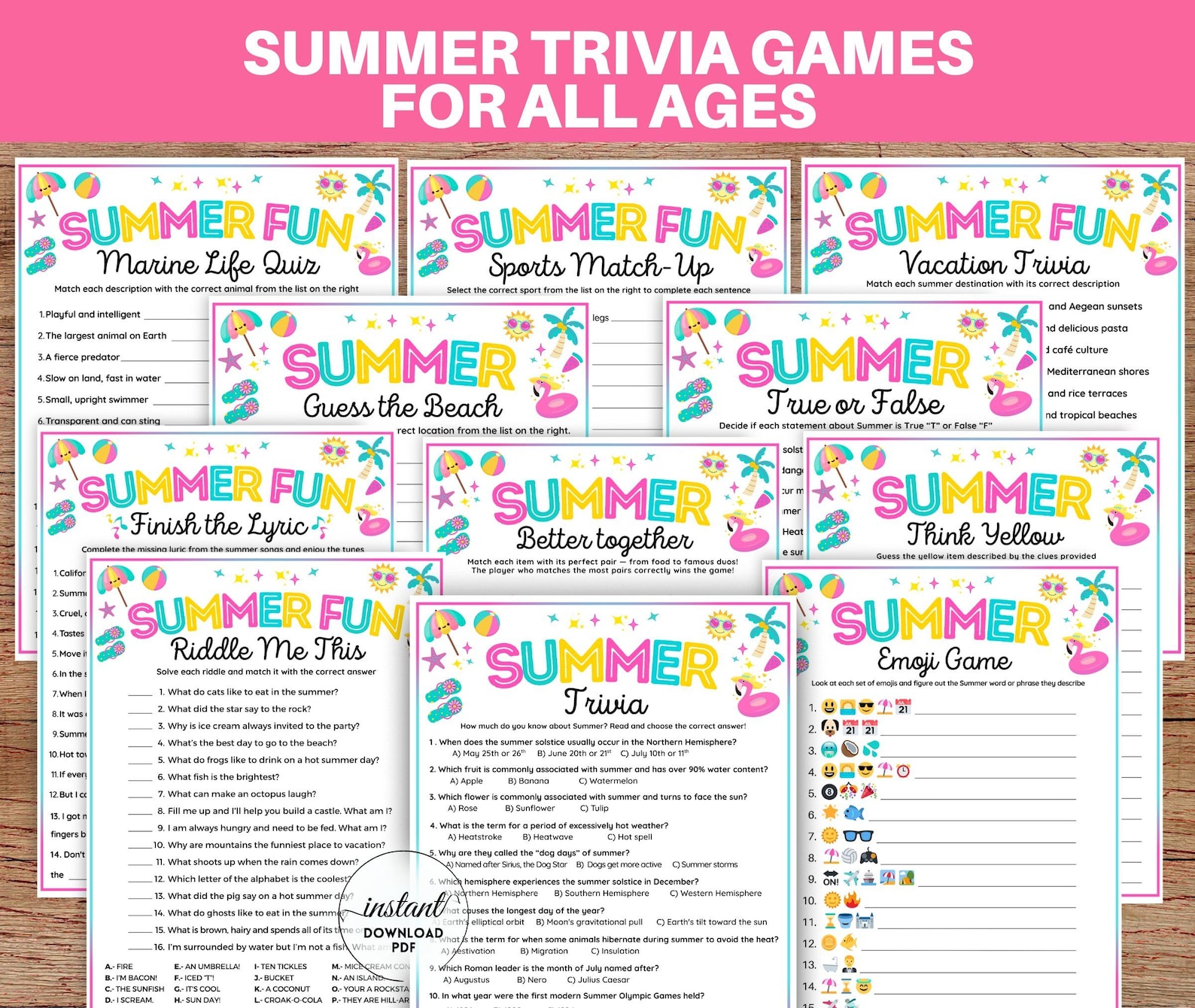 Summer Fun Games Bundle, 70+ Printable Activities (digital Download) - Etsy