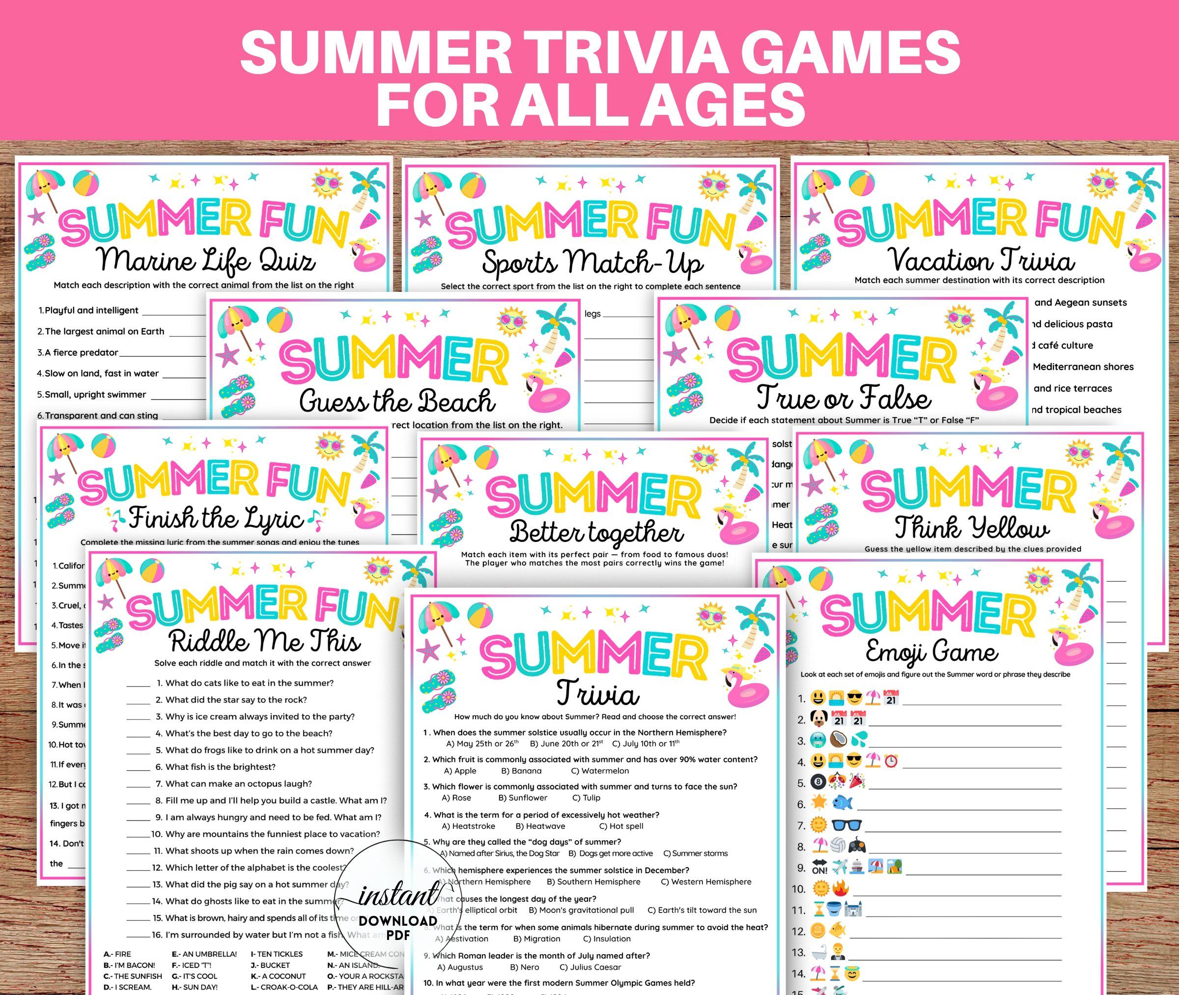 Summer Fun Games Bundle, 70+ Printable Activities (digital Download) - Etsy