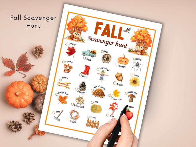 Fall Scavenger Hunt: Nature Activity Game (PDF) - Etsy