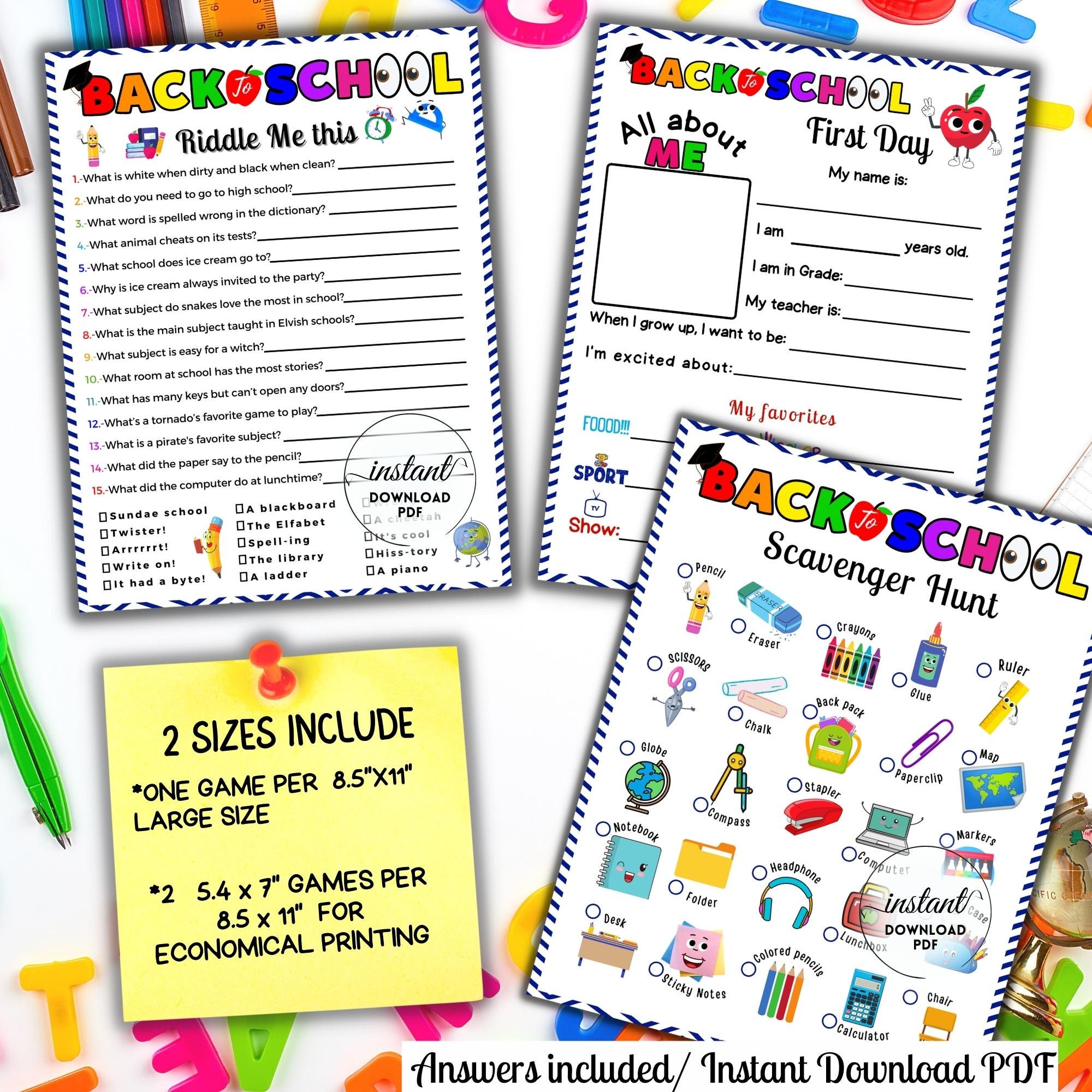 Back to School 8 Game BUNDLE, First Day of School Activities, Games for ...