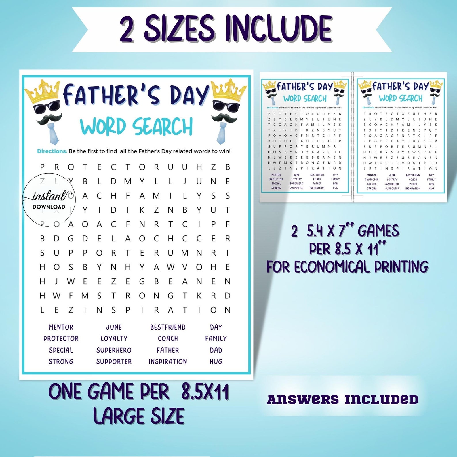 Father's Day Word Search, Word Game Search, Father's Day Activities for ...
