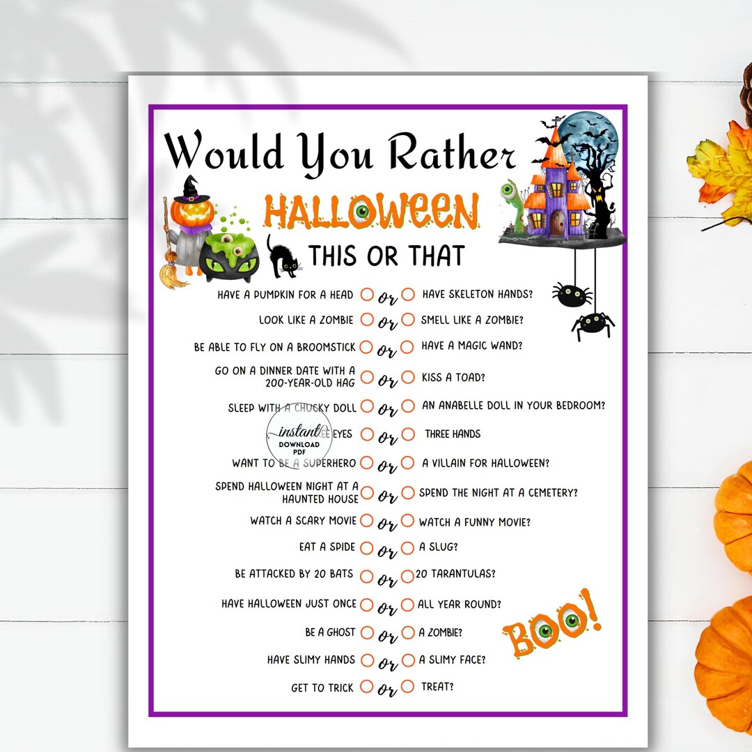 Halloween Would You Rather Game, Halloween This or That Game Printable ...