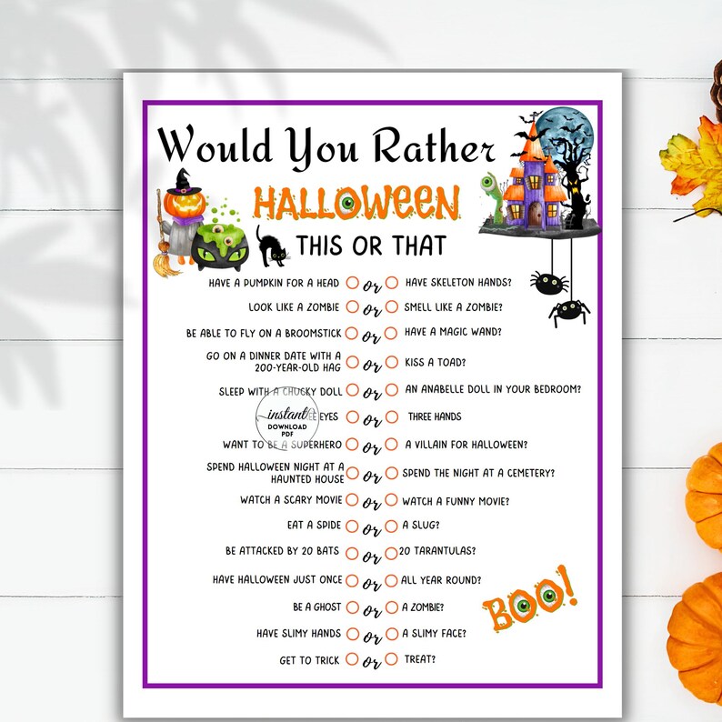 Halloween Would You Rather Game, Halloween This or That Game Printable ...