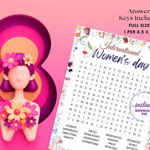 International Women's Day Word Search Game (PDF Printable) - Etsy