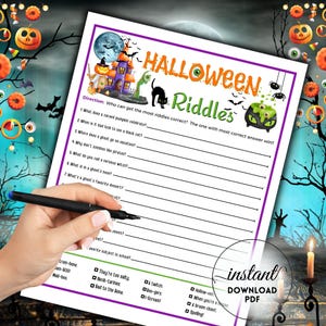 Riddle Game, Halloween Activities for Kids & Adults, Fun Halloween Game ...