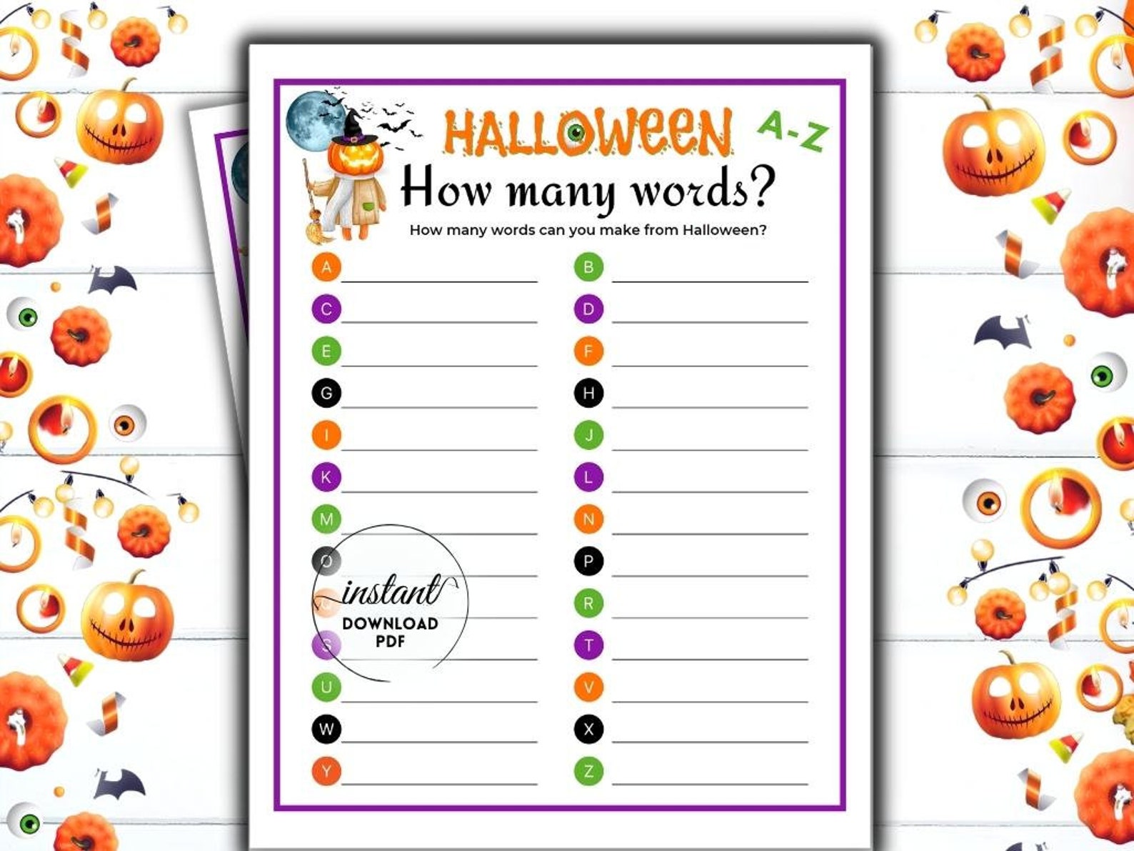 How Many Words Game, Halloween Printable Games for Kids, Halloween ...