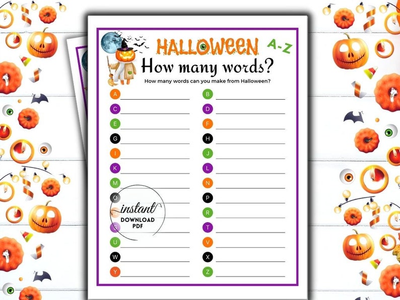 How Many Words Game, Halloween Printable Games for Kids, Halloween ...