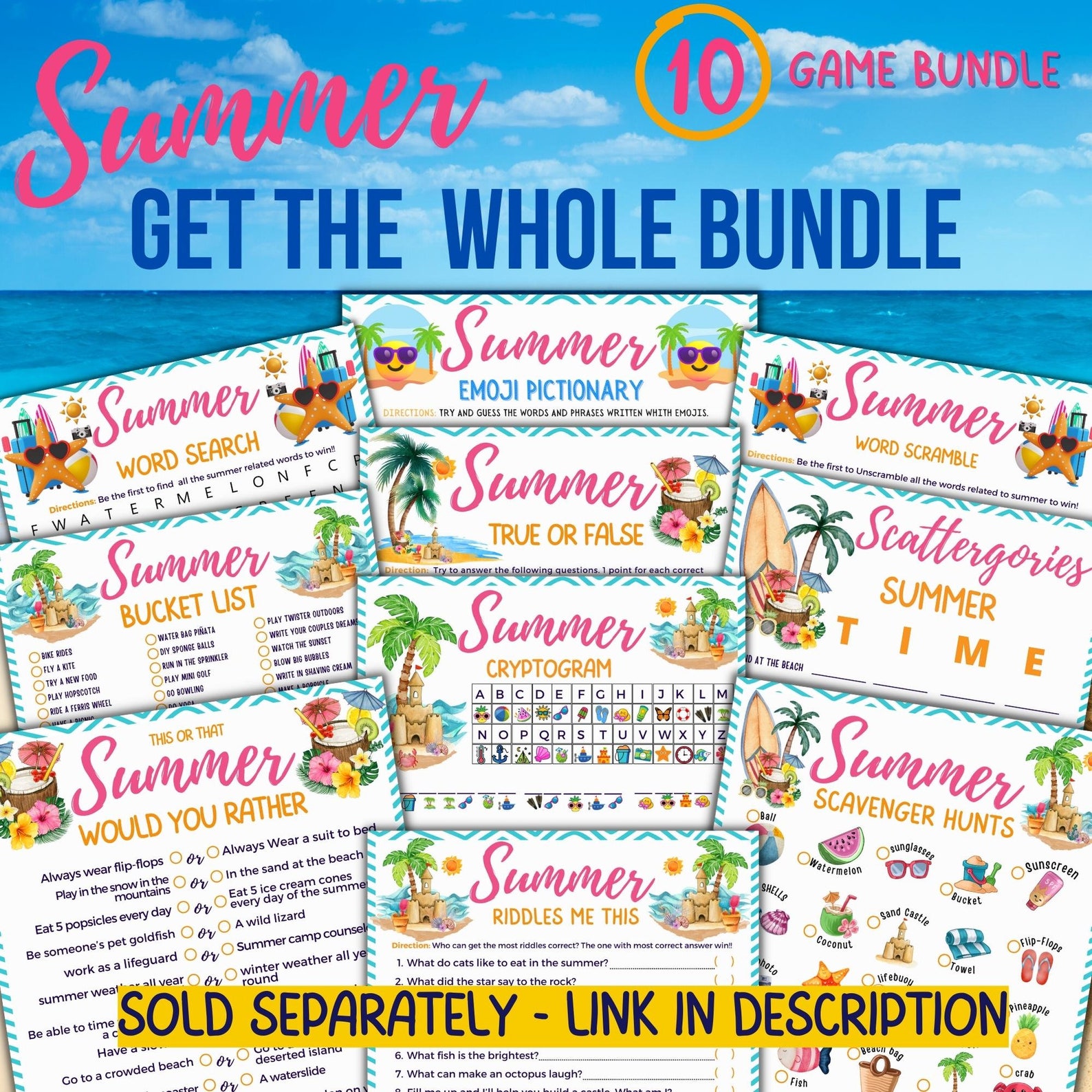 Summer Cryptogram Puzzle: Fun Family Game (PDF Printable) - Etsy