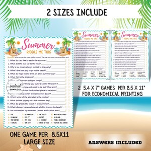 Riddle Game, Summer Activities, Riddle Printables for Kids & Adults ...