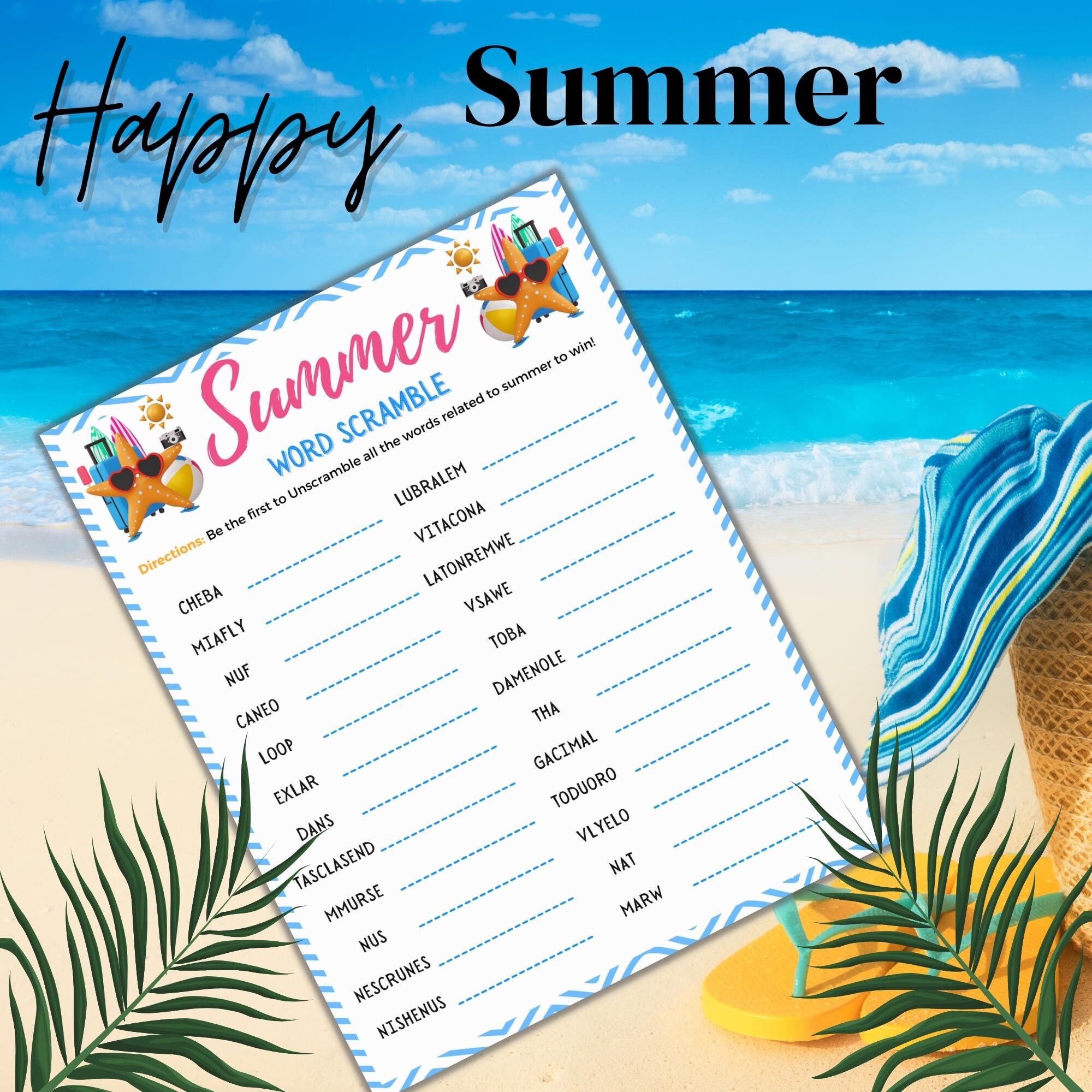Summer Scramble Word Search, Summer Activities for Kids and Adults ...