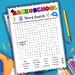 Back to School Word Search, Printable Back to School Game, First Day of ...