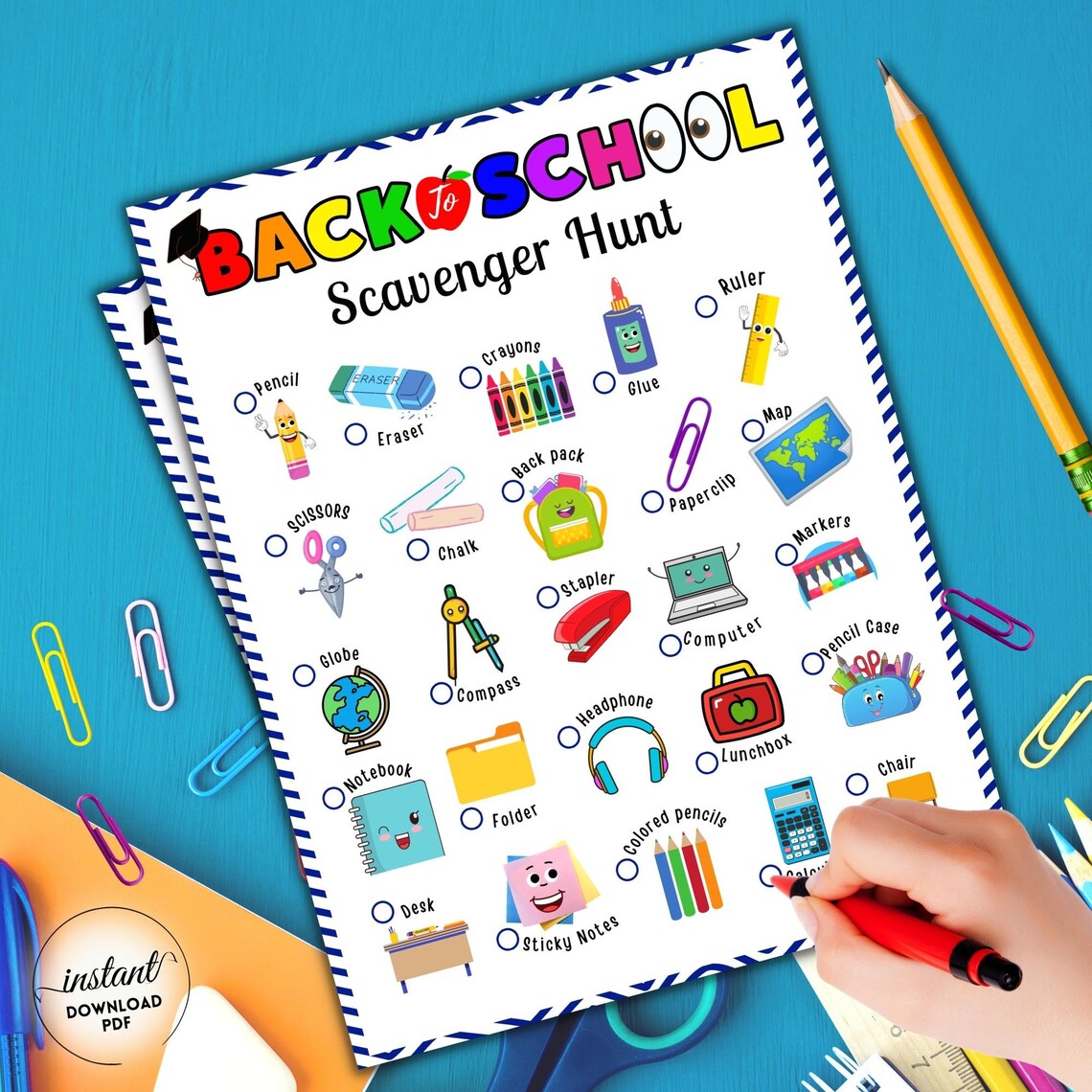 Back to School Scavenger Hunt, Printable Back to School Game, Classroom ...