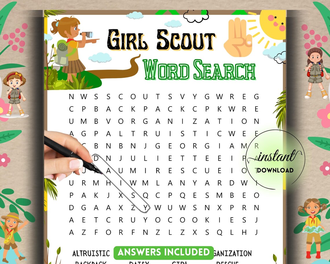 Girl Scout Word Search Game, Word Search, Scout Word Search, Girl Scout ...