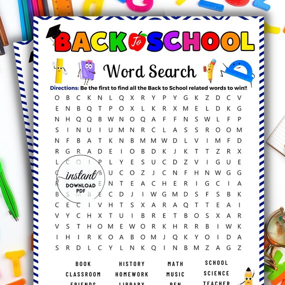 Back to School Word Search Printable Back to School Game - Etsy