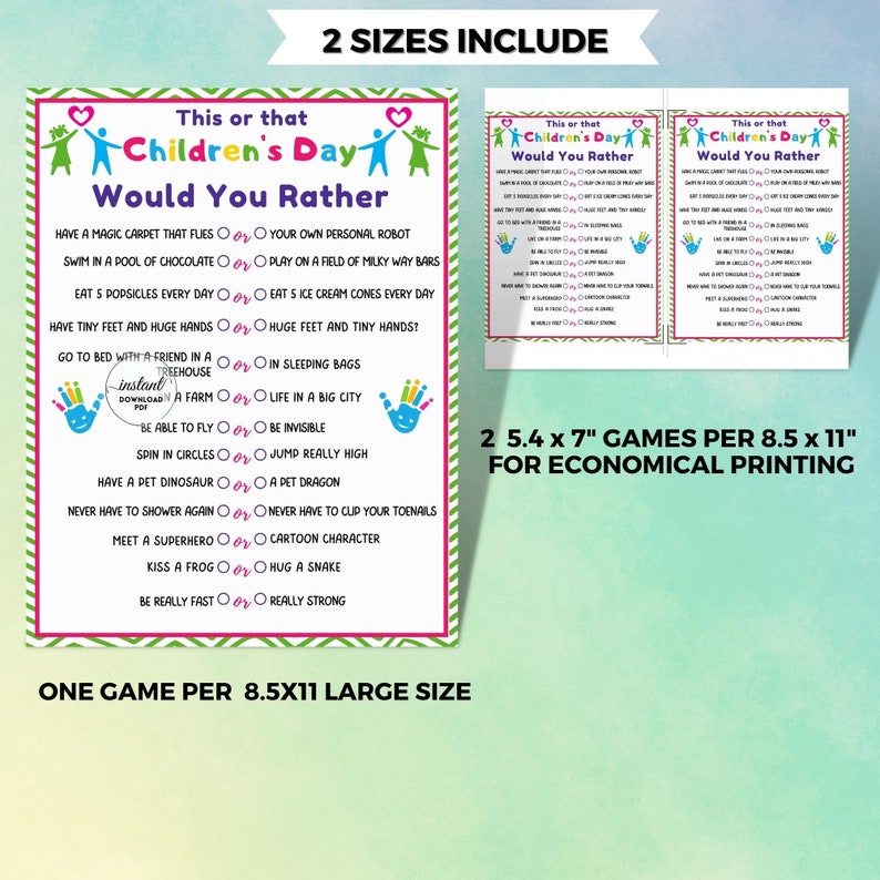 Children's Day Games, Printable Games for Kids, Kids Trivia, Party Game ...
