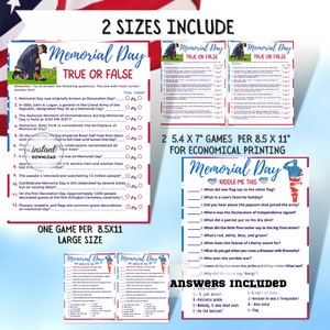 Memorial Day Games, 10 Pack Games, Printable Memorial Day, Game for ...