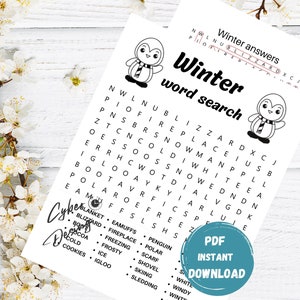 Winter Word Search Game Fun Printable Winter Games | Etsy