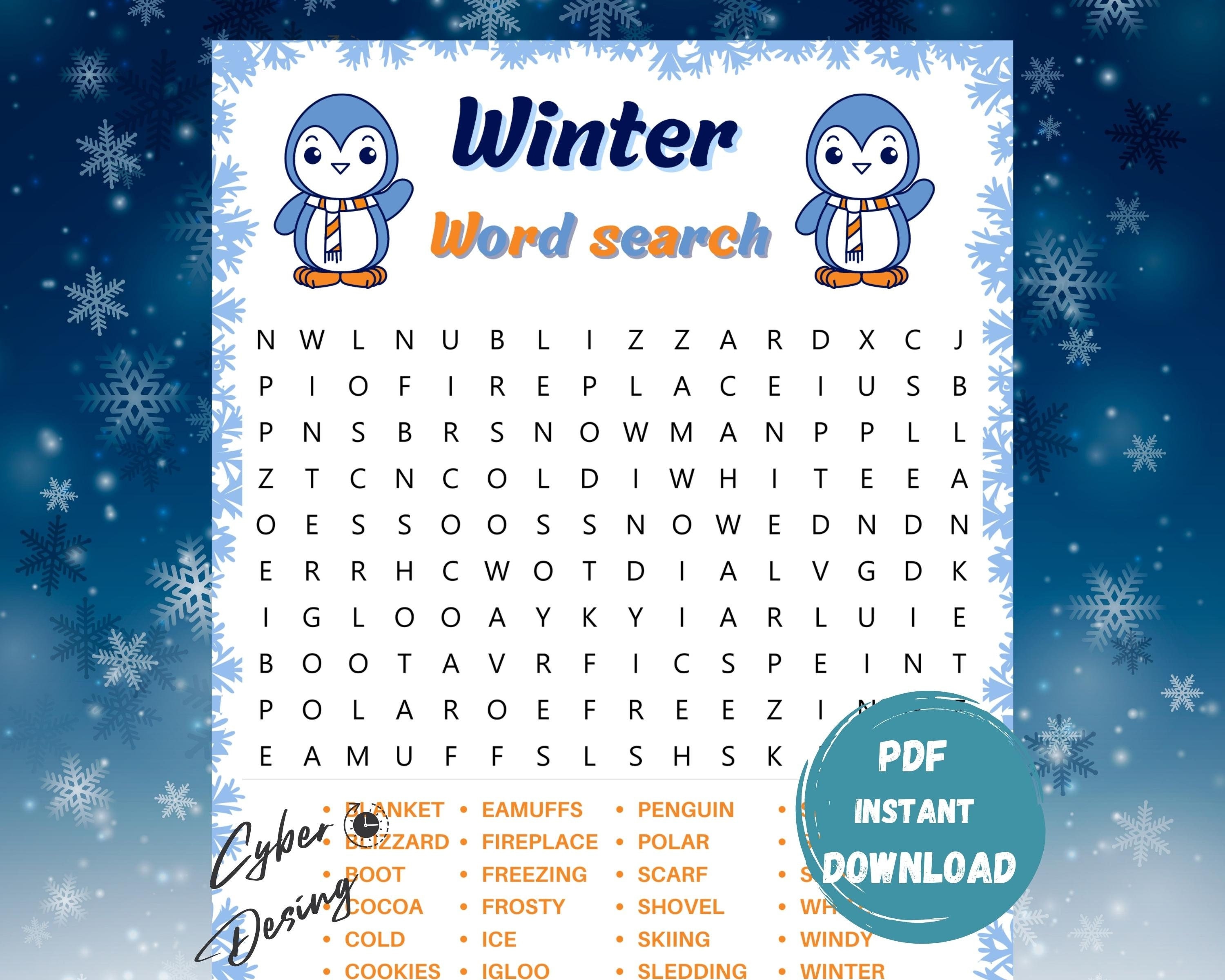 Winter Word Search Game | Fun Printable Winter Games | Wintertime ...