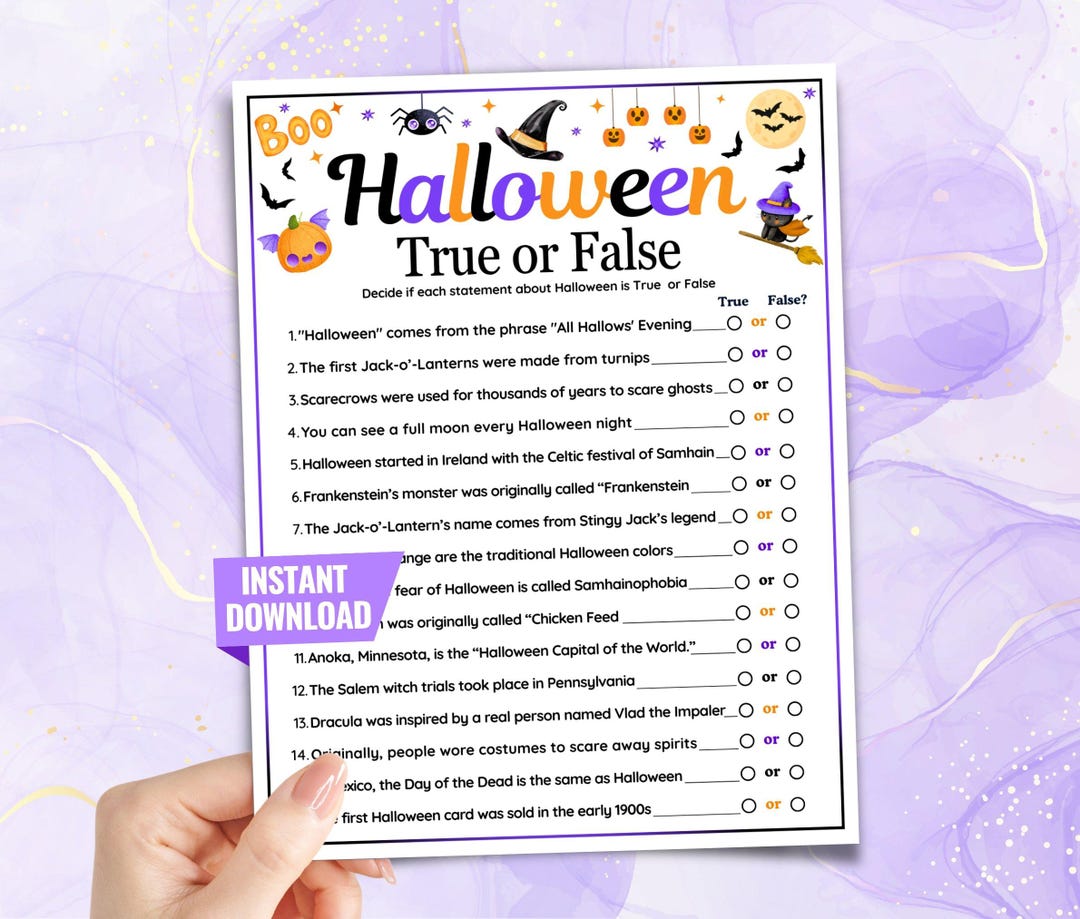 Halloween Trivia: True or False Party Game (PDF Printable) - Etsy