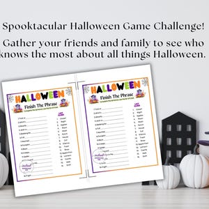 Finish the Phrase Halloween Game Printable, Halloween Printable for ...