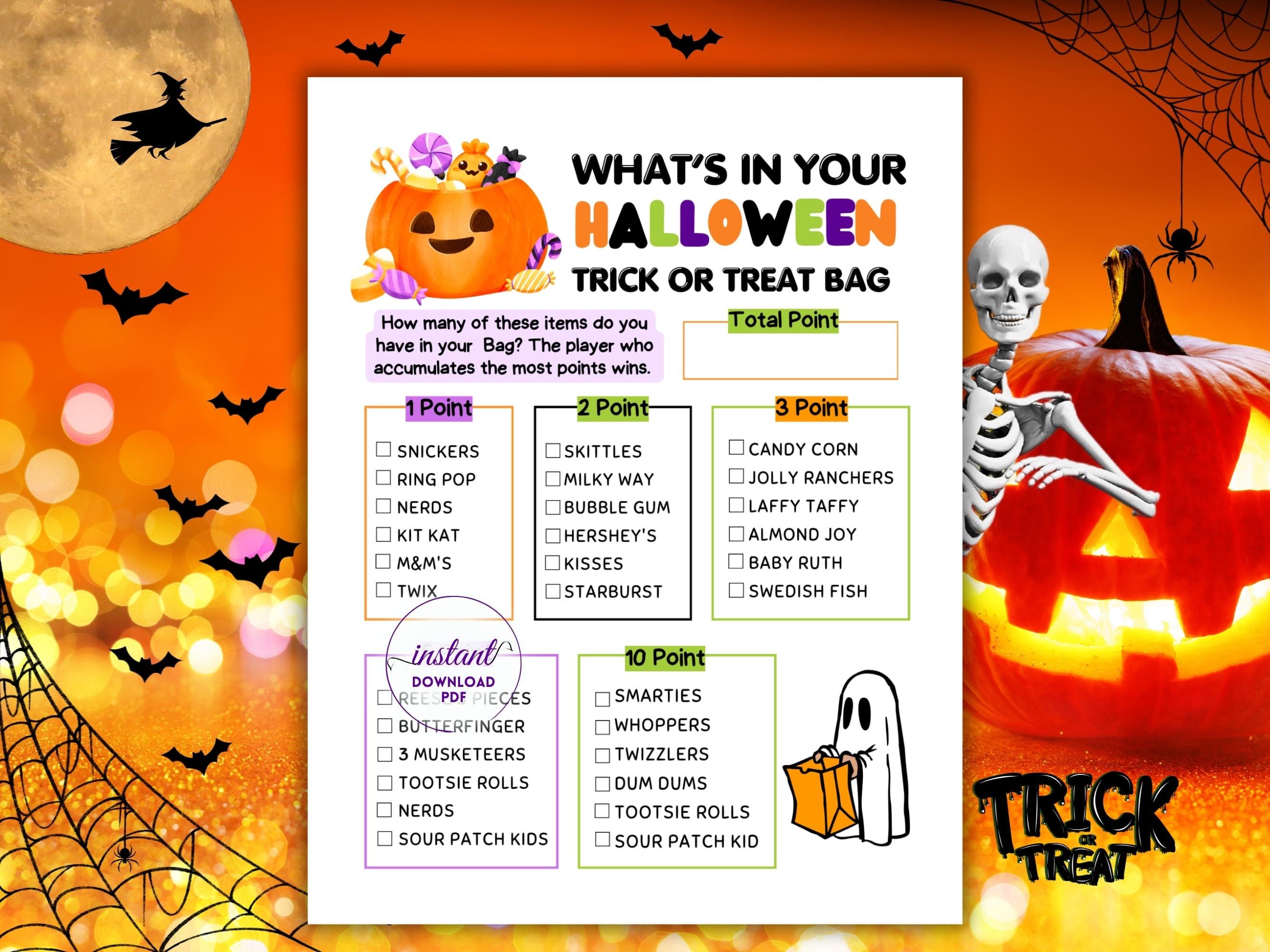 Halloween Trick or Treat Bag Game, Halloween Grab Candy Game, Halloween ...