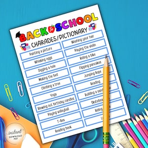 Back to School Charades/ Pictionary Game, Printable Back to School Game ...