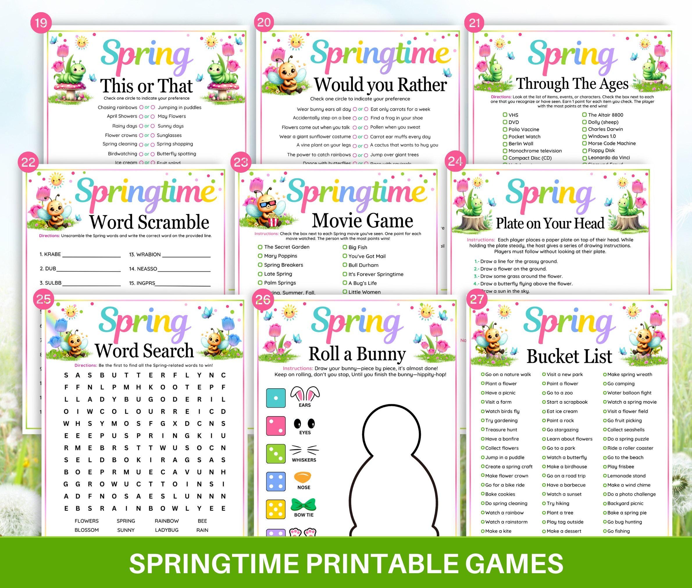 Spring Games Bundle, Spring Party Games, Spring Family Games, Office ...