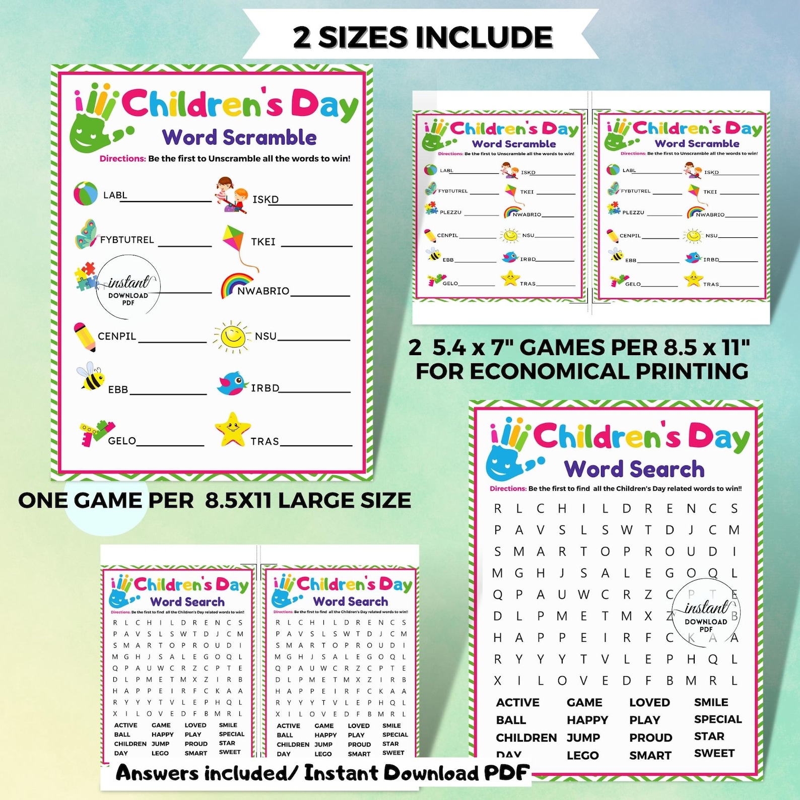 Children's Day Games, Printable Games for Kids, Kids Trivia, Party Game ...