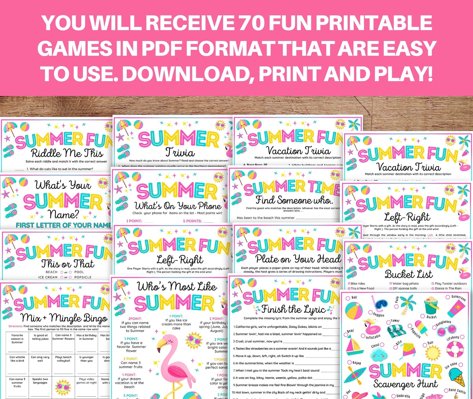 Summer Fun Games Bundle, 70+ Printable Activities (digital Download) - Etsy